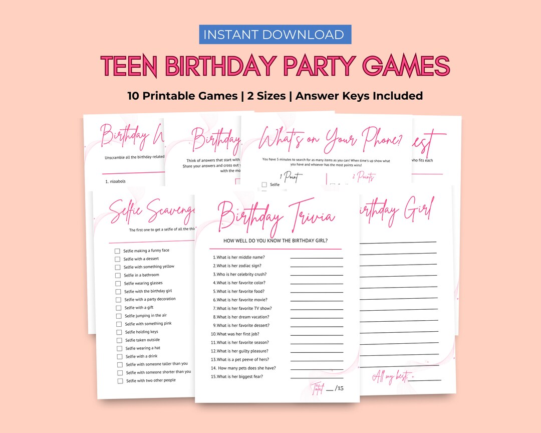 Birthday Games for Teens, Teenager Birthday Party Games, Birthday Party ...