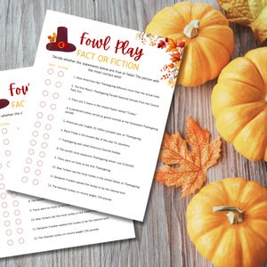 Thanksgiving Trivia Game, Fowl Play Trivia, Thanksgiving Printable ...