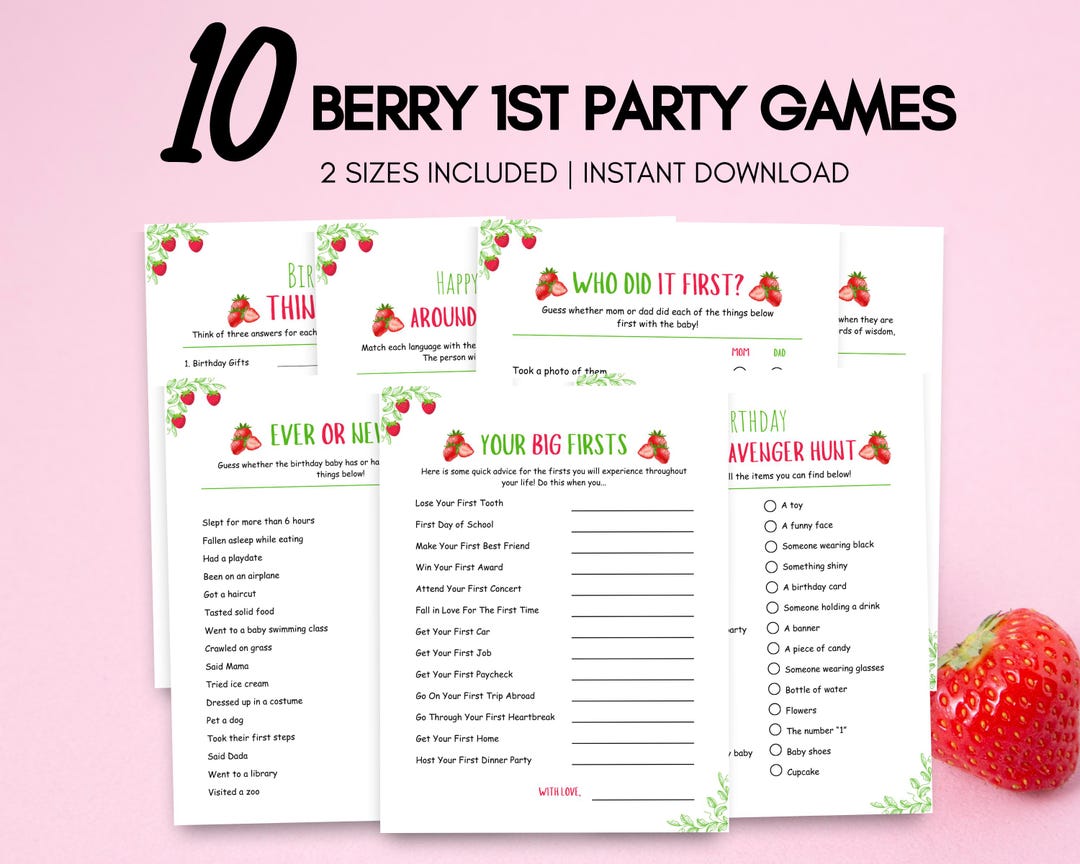 Berry First Birthday Games Bundle, Time Capsule First Birthday, What's ...