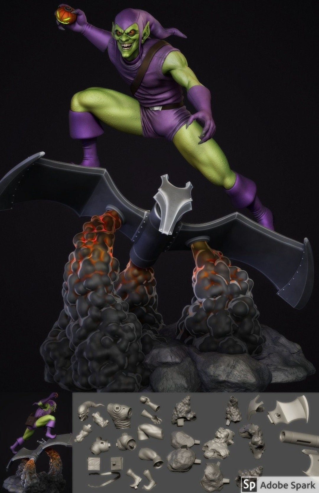 Green Goblin STL for 3D Printers, Spiderman Movie Character, 3D Model ...