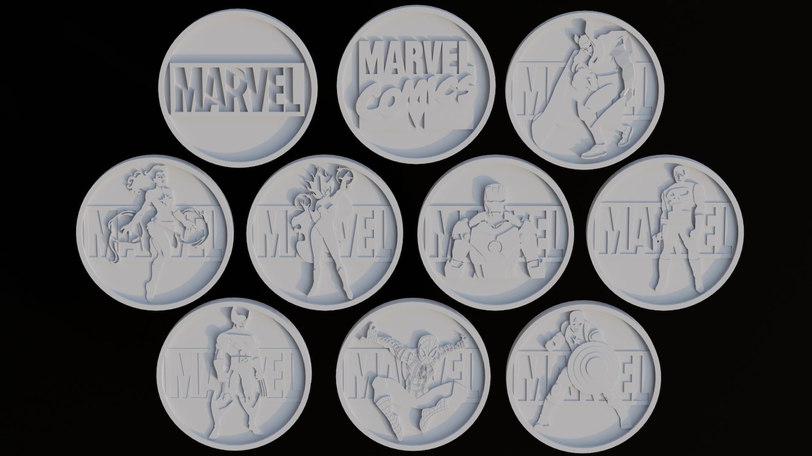 Marvel Coin Collection STL Superhero 3D Print Model Digital File ...
