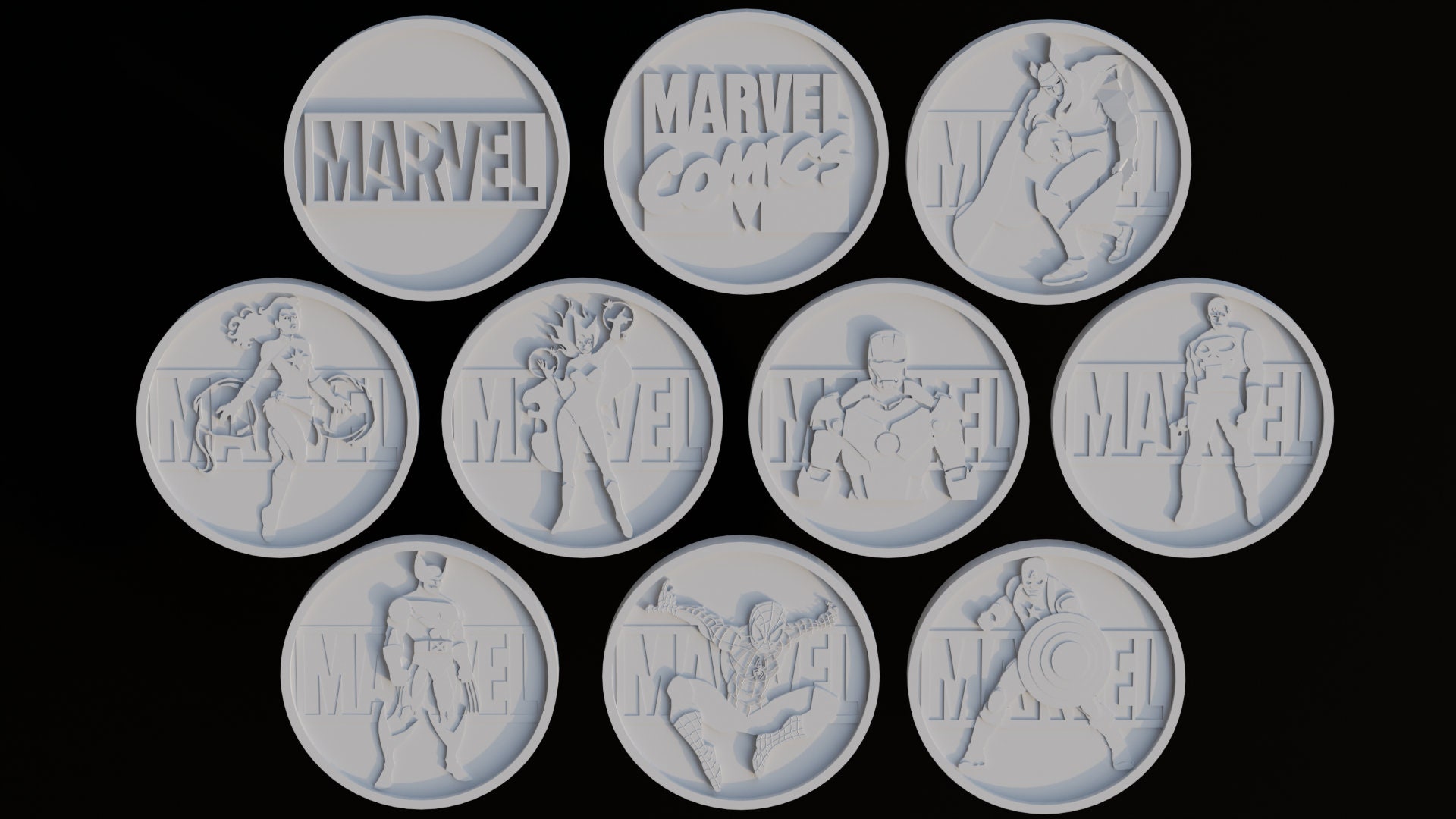 Marvel Coin Collection STL Superhero 3D Print Model Digital File ...