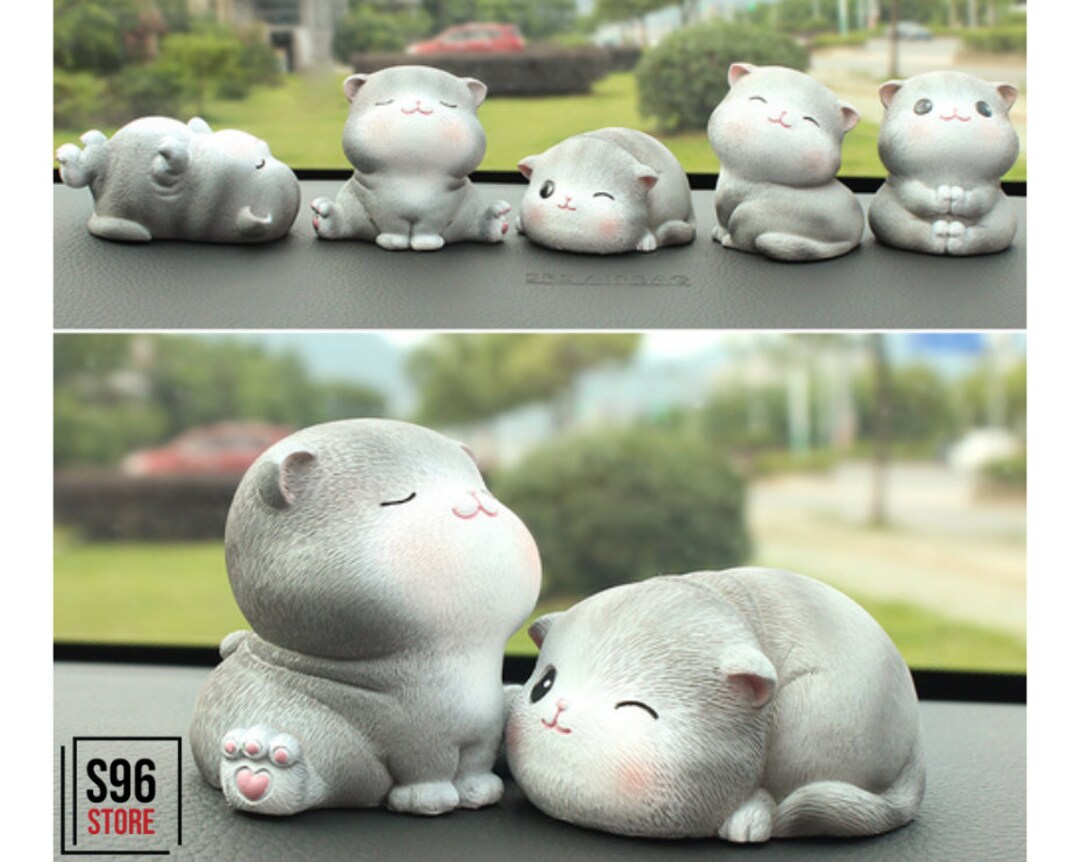 5 Cat Gray Adorable and Cute Expressions Cute Cat Figure Set - Etsy
