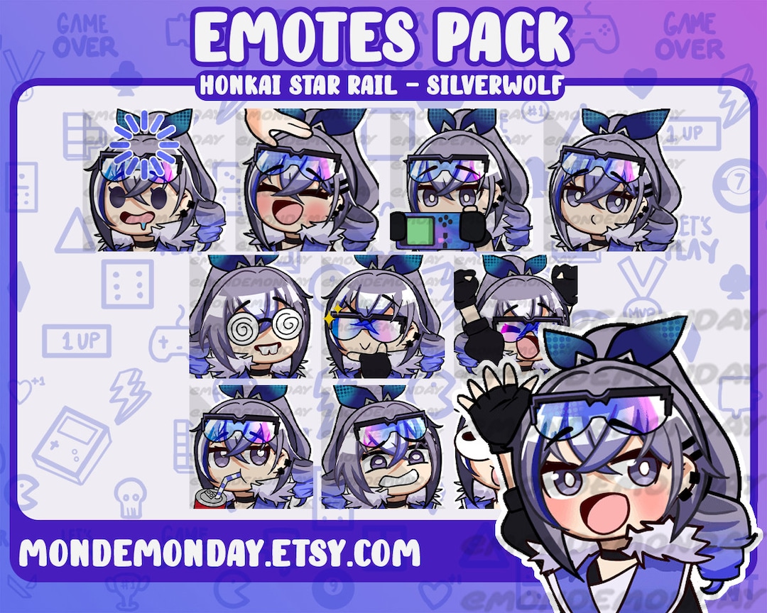Silverwolf - 11x Complete Animated and Static Emotes Set | Twitch ...