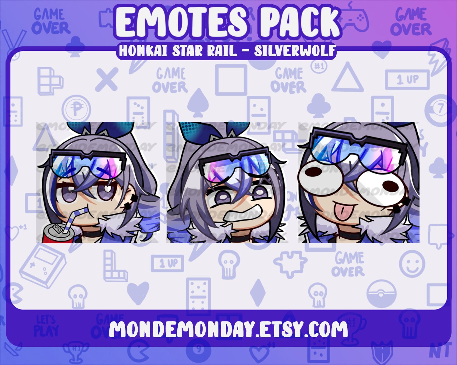 Silverwolf 3x Static Emotes Bundle B Twitch, Discord, Youtube - Etsy