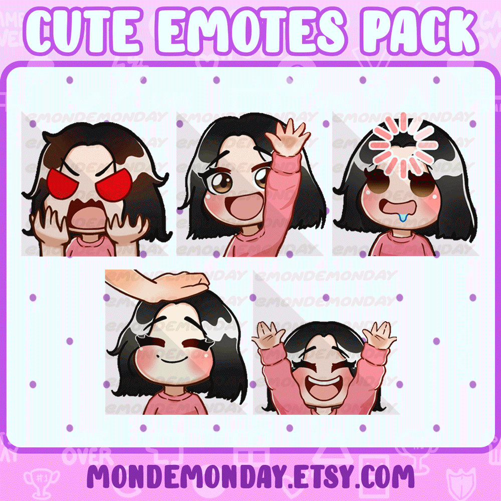CUTE Animated Emotes Pack Black Short Hair, Brown Eyes, Light Skin ...