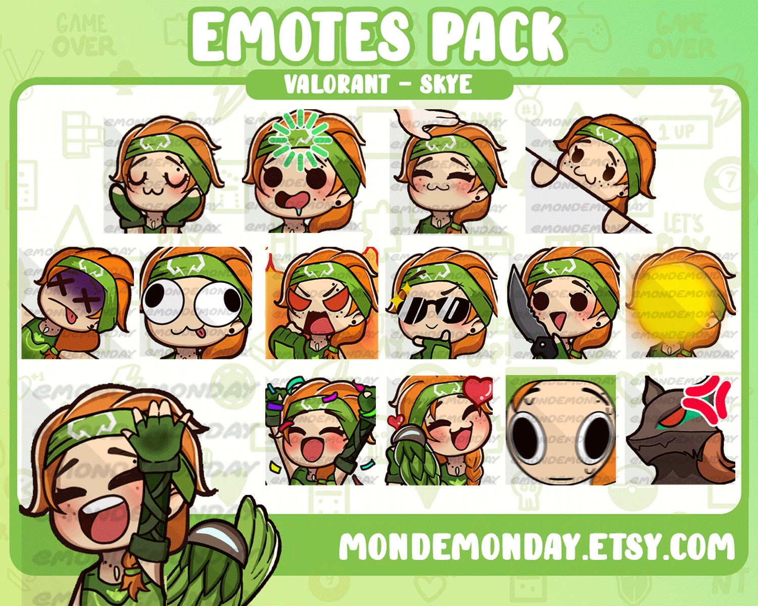 Skye - 15x Valorant Complete Animated and Static Emotes Set | Twitch ...