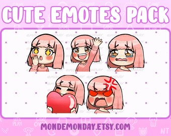 Cute Twitch Emotes Pack Brown Short Hair With Bangs Brown - Etsy