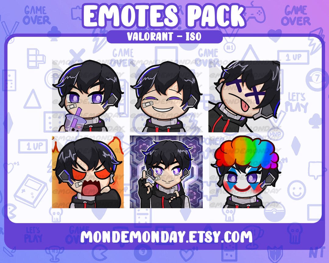 Iso - 6x Valorant STATIC Emotes Bundle | Twitch, Discord, Youtube - Etsy