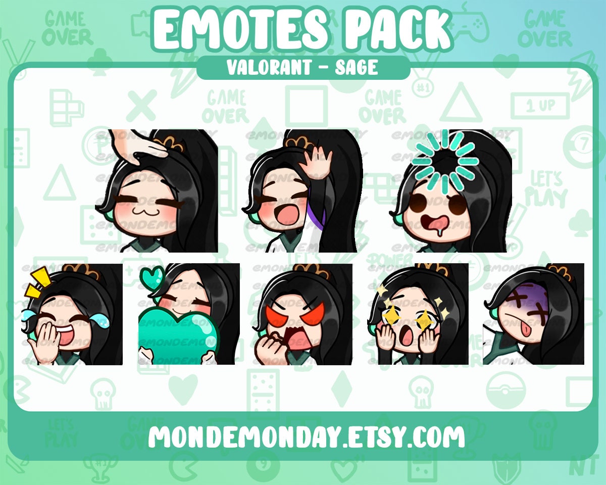 Sage - 8x Valorant Animated and Static Emotes Bundle Set B | Twitch ...