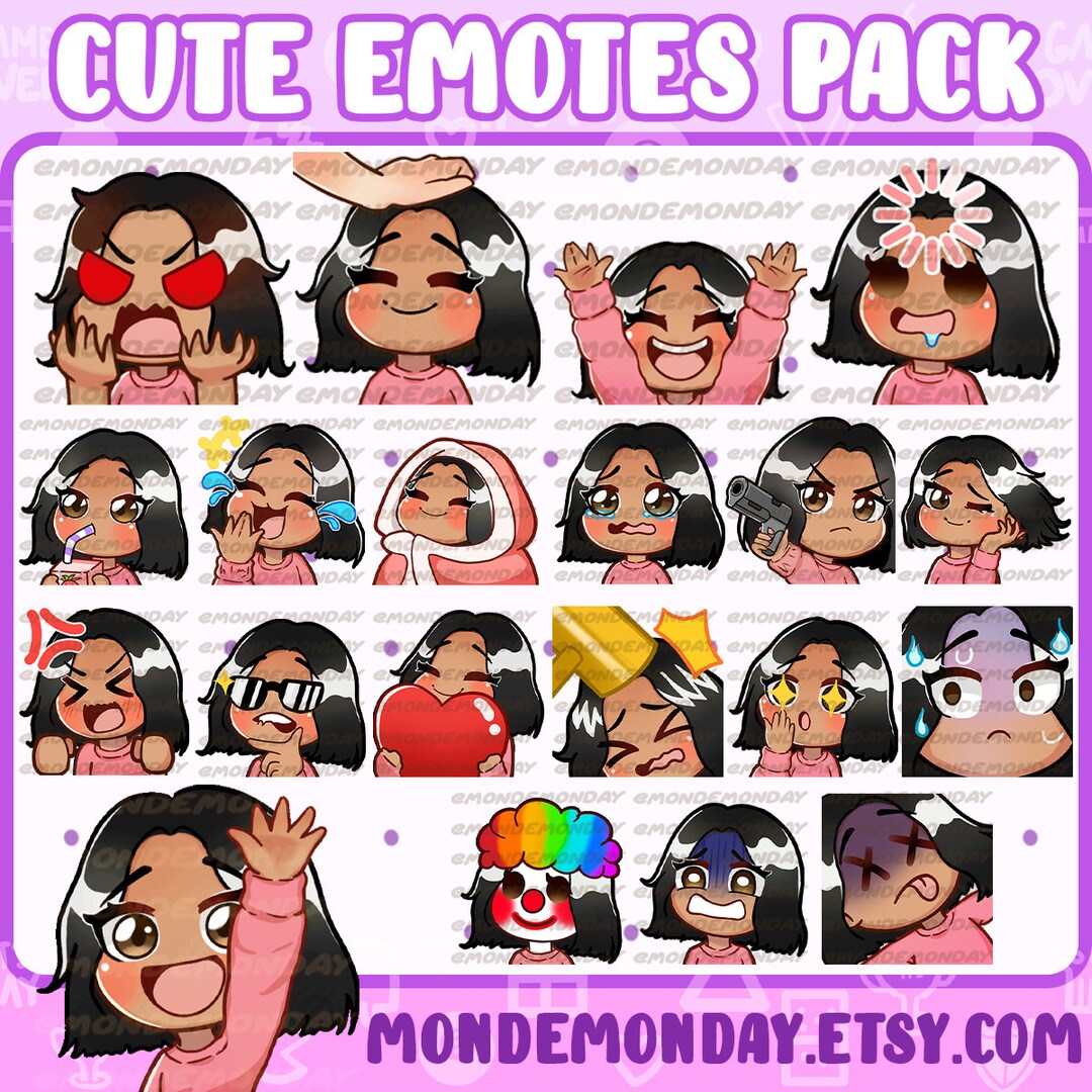 CUTE Animated and Static Emotes Pack | Black Short Hair, Brown Eyes ...