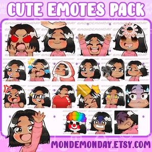 CUTE Animated and Static Emotes Pack | Black Short Hair, Brown Eyes ...