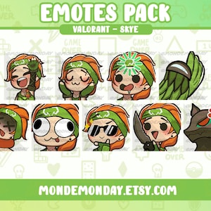 Skye - 9x Valorant Animated and Static Emotes Bundle Set A | Twitch ...