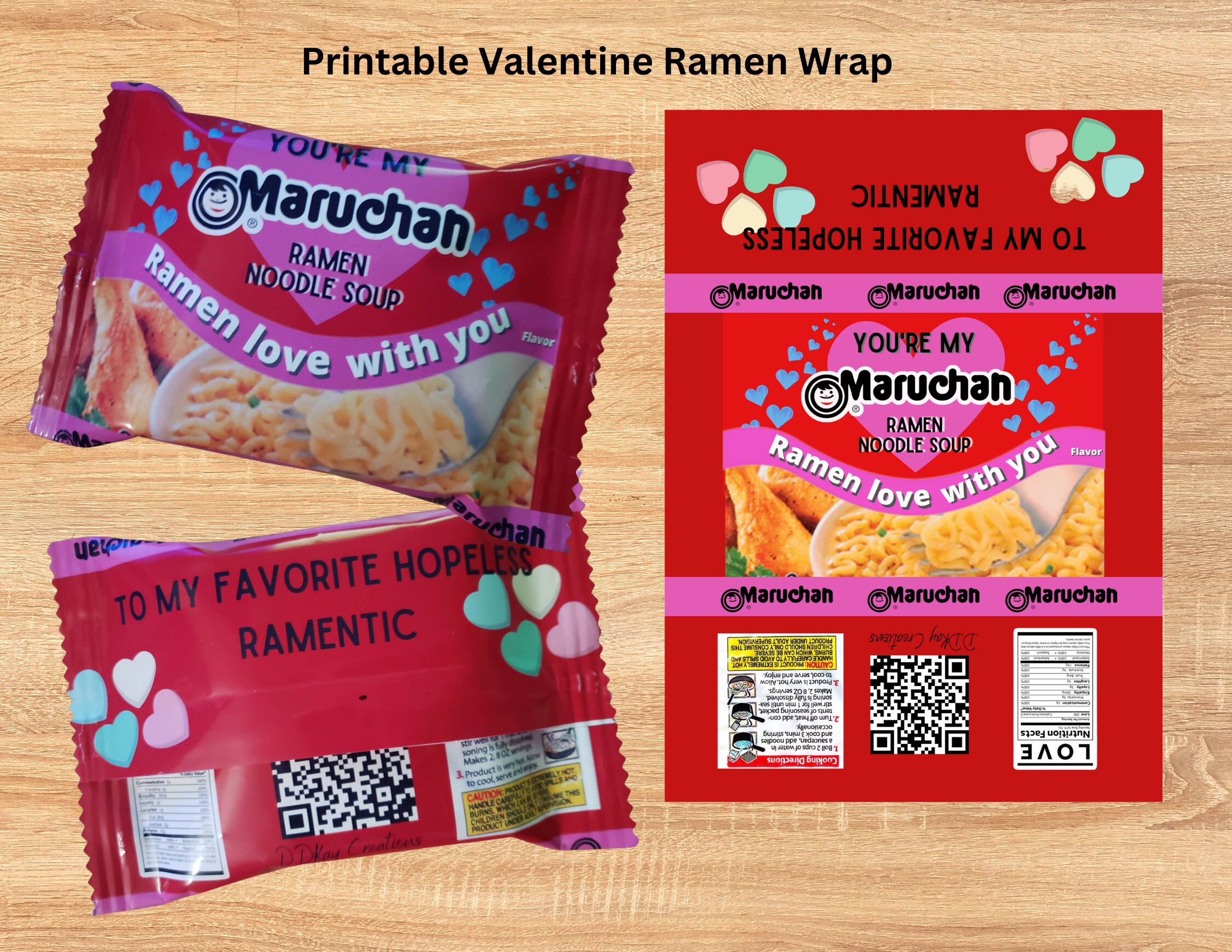 Ramen Valentine Wrap Digital Print Ramen Noodles - Etsy