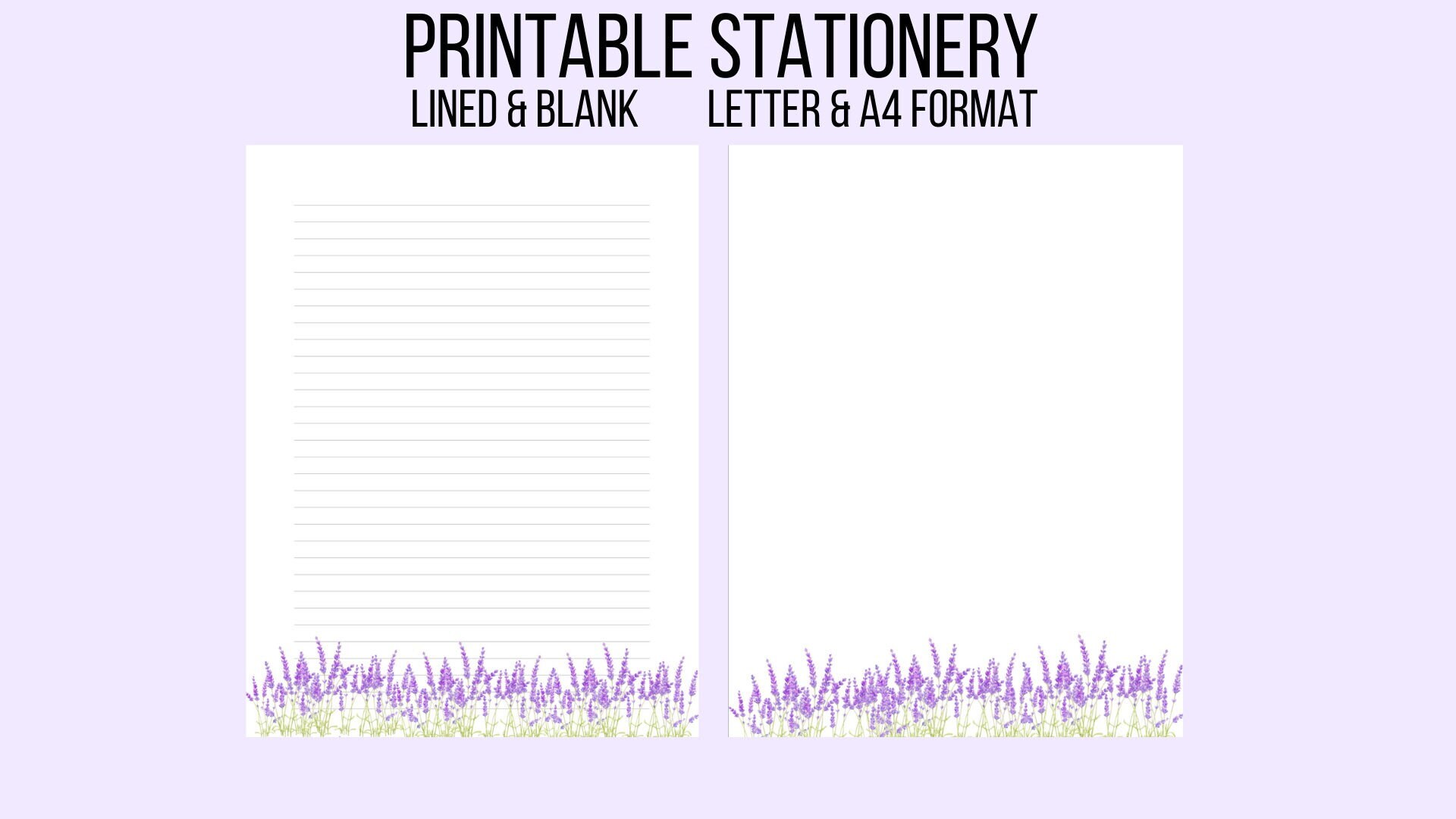 Lavender Themed Printable Writing Paper Cute Floral Printable Letter ...