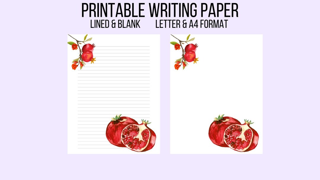 Pomegranate Inspired Printable Lettter Writing Paper Pomegranate Fruit ...