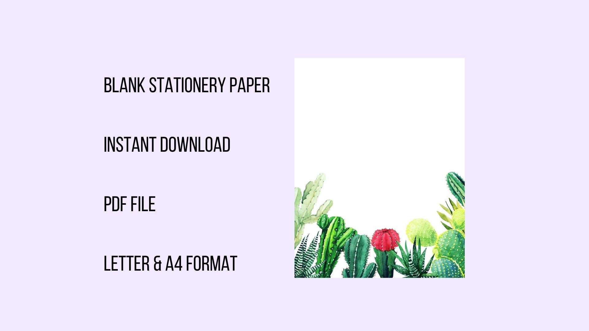 Cacti Inspired Printable Stationery Writing Paper Cactus Writing Paper ...