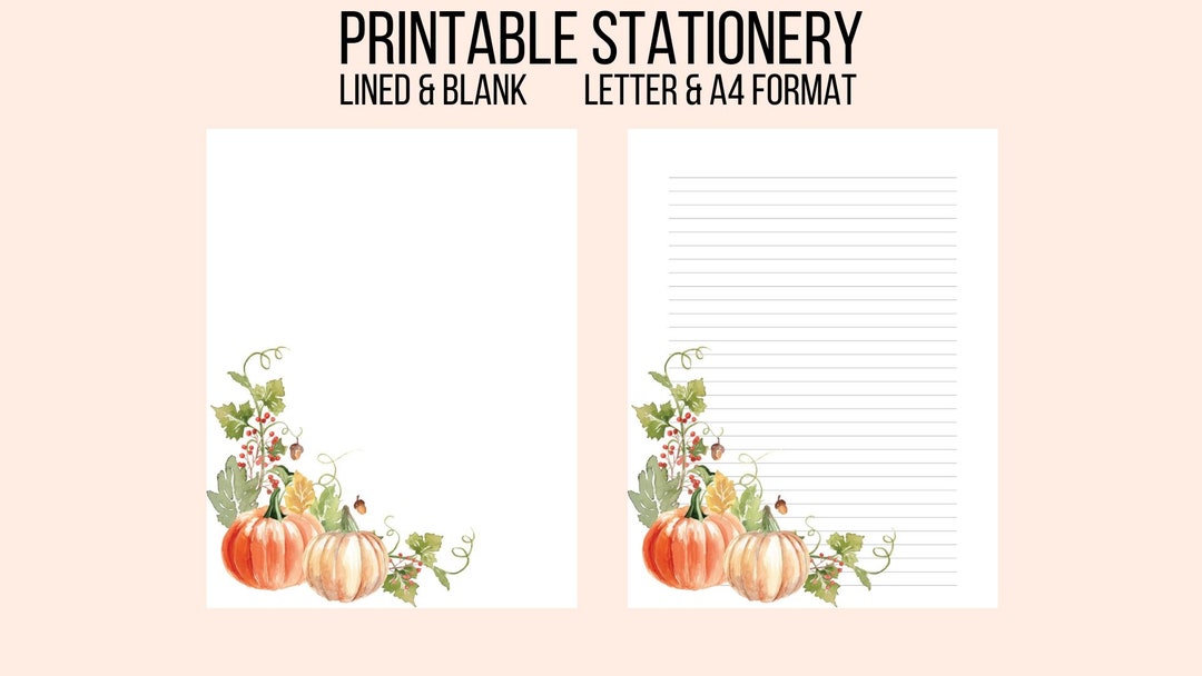 Pumpkins Inspired Printable Stationery Writing Paper back to School ...