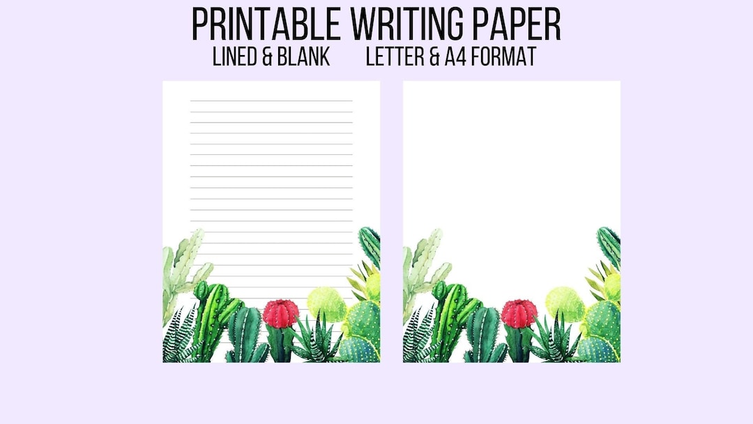 Cacti Inspired Printable Stationery Writing Paper Cactus Writing Paper ...