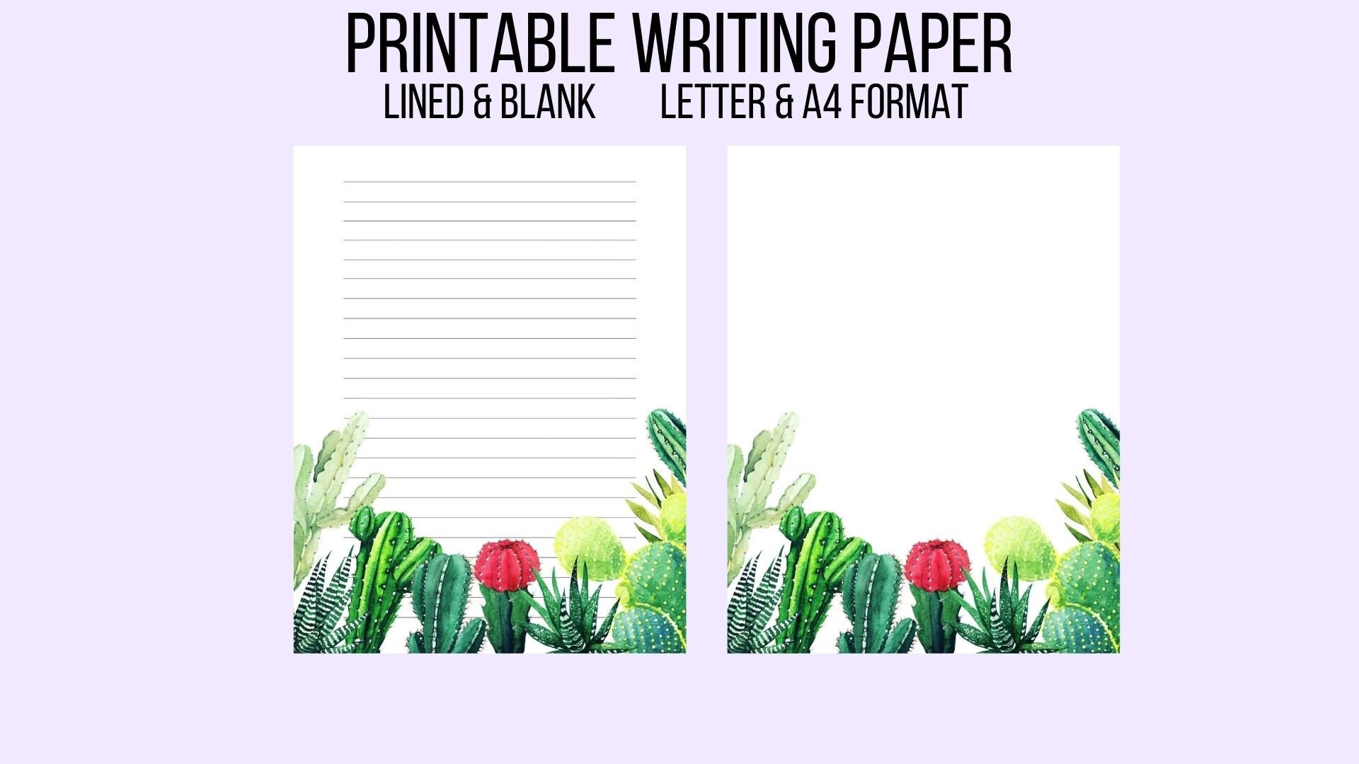 Cacti Inspired Printable Stationery Writing Paper Cactus Writing Paper ...