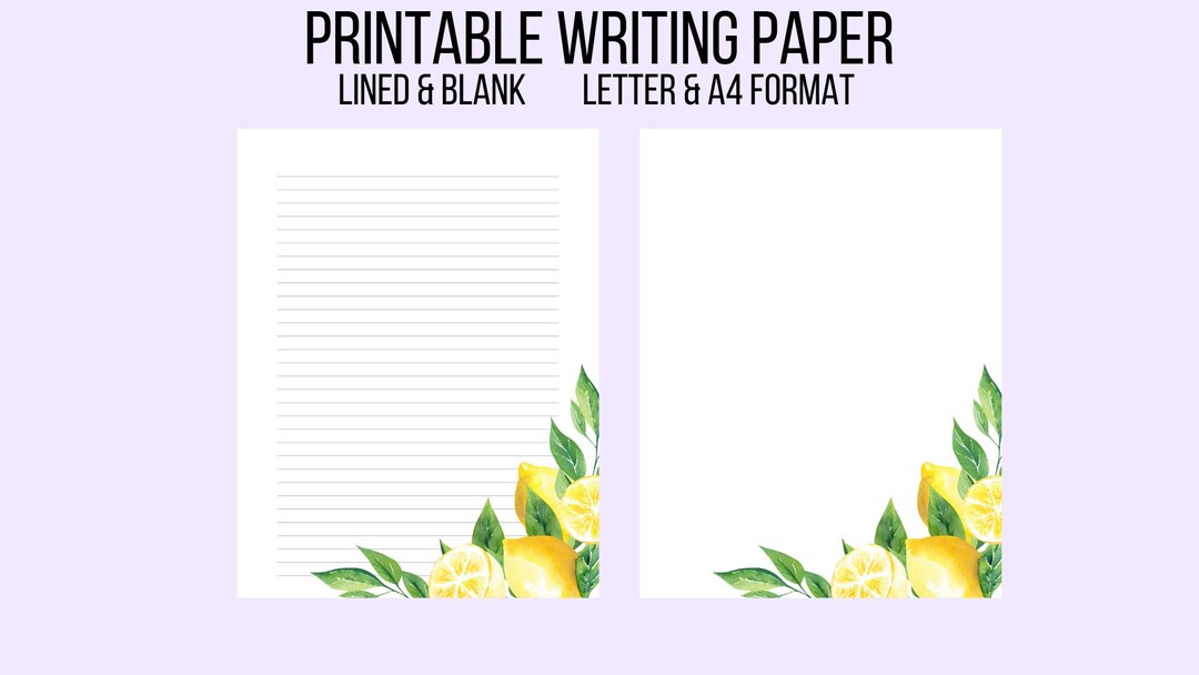 Lemons Inspired Printable Writing Paper Cute Printable Lemon Stationery ...