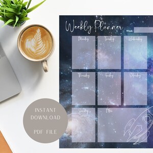 Outer Space Themed Weekly Printable Planner Printable Weekly Schedule ...
