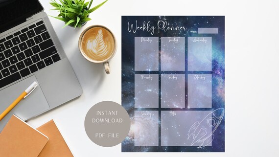 Outer Space Themed Weekly Printable Planner Printable Weekly | Etsy