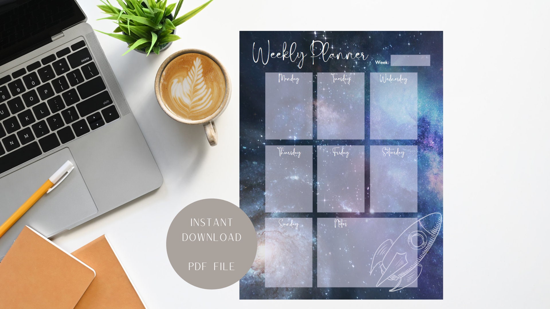 Outer Space Themed Weekly Printable Planner Printable Weekly Schedule ...