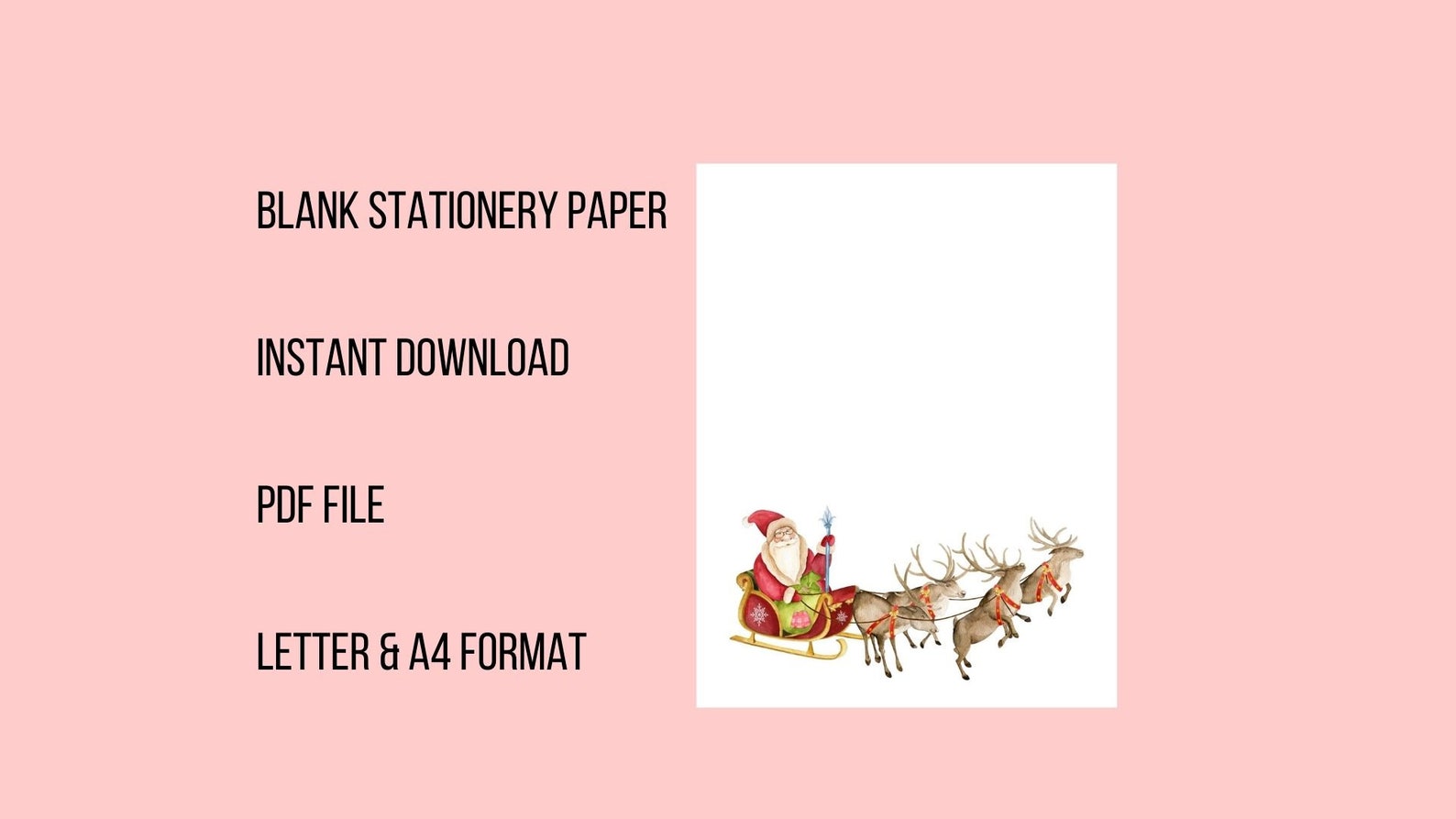 Printable Santa Claus on A Sleigh Inspired Stationery Writing - Etsy