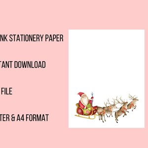 Printable Santa Claus on A Sleigh Inspired Stationery Writing Paper ...