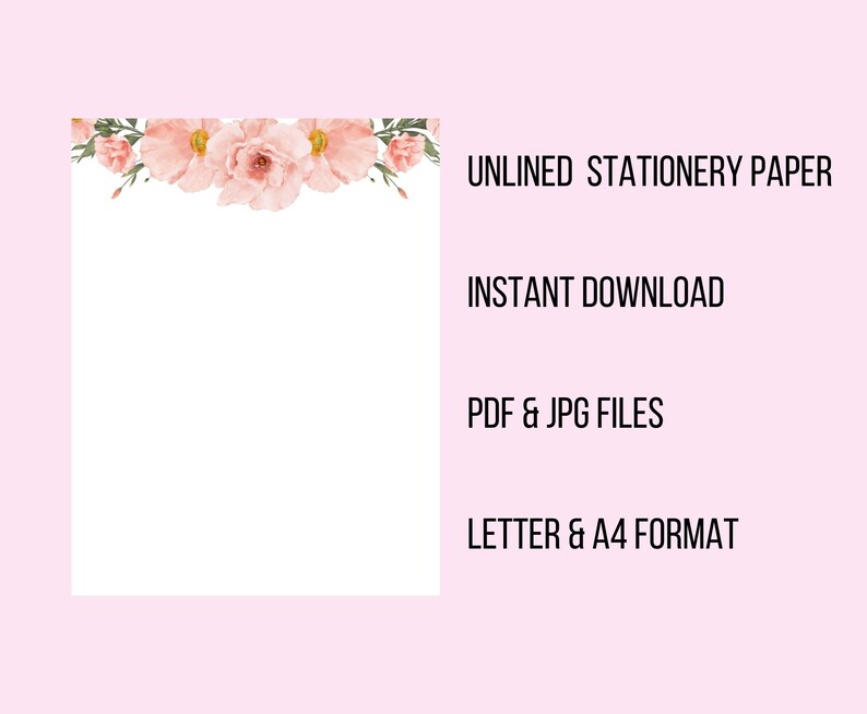 Pink Flowers Roses Inspired Printable Writing Paper Floral Writing ...