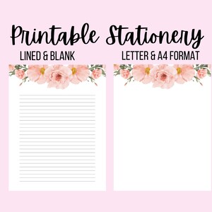 Pink Flowers Roses Inspired Printable Writing Paper Floral Writing ...