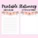 Pink Flowers Roses Inspired Printable Writing Paper Floral Writing ...