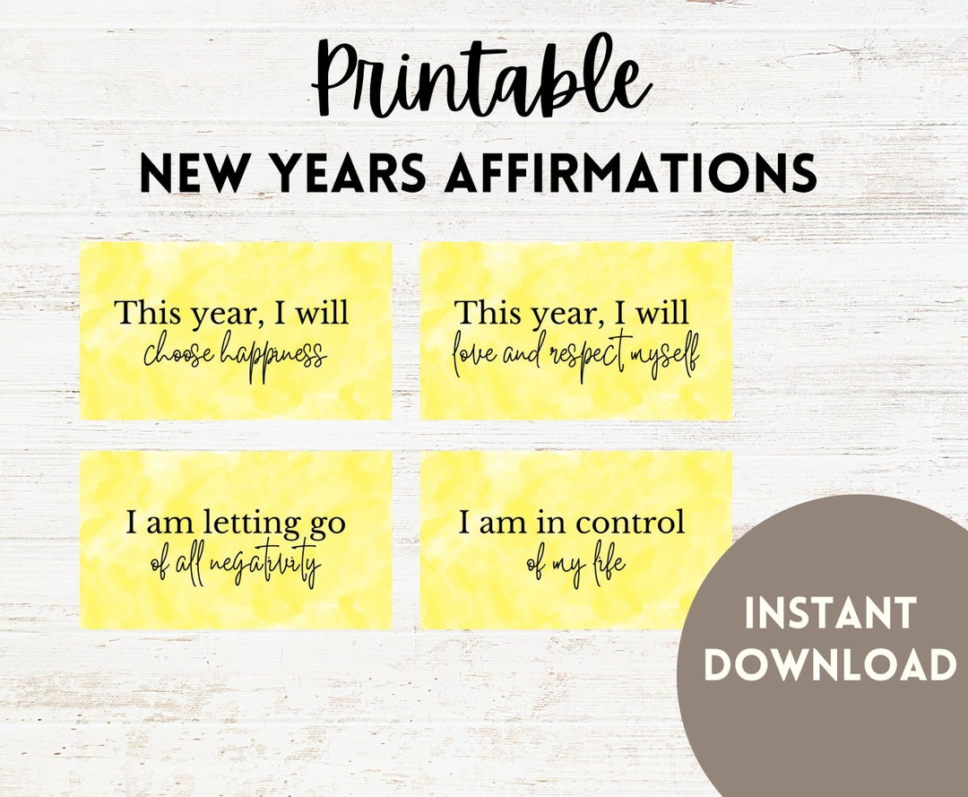 20 Printable New Years Affirmations Cards 3.5 X 2 2023 New Year ...