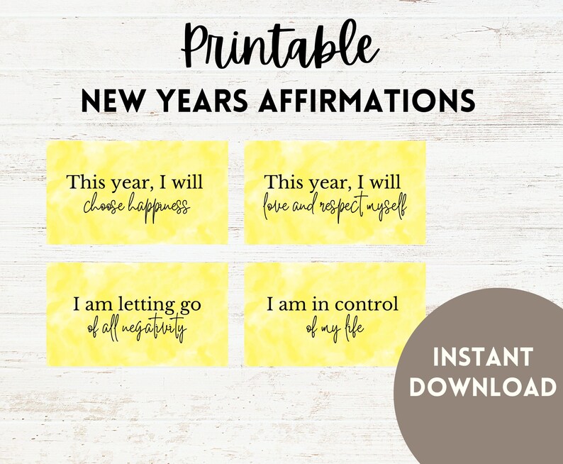 20 Printable New Years Affirmations Cards 3.5 X 2 2023 New Year ...