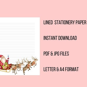 Printable Santa Claus on A Sleigh Inspired Stationery Writing Paper ...
