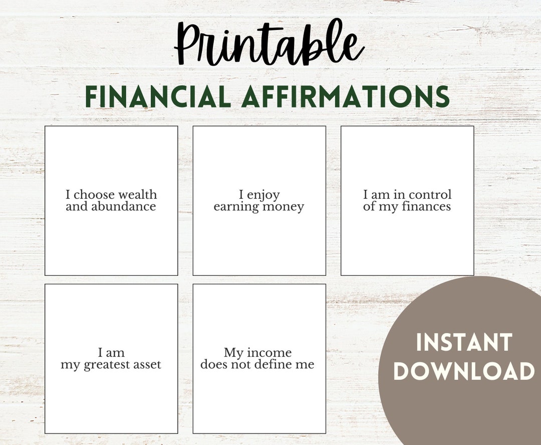24 Printable Powerful Financial Success Affirmations Cards 2.6 X 3 2023 ...