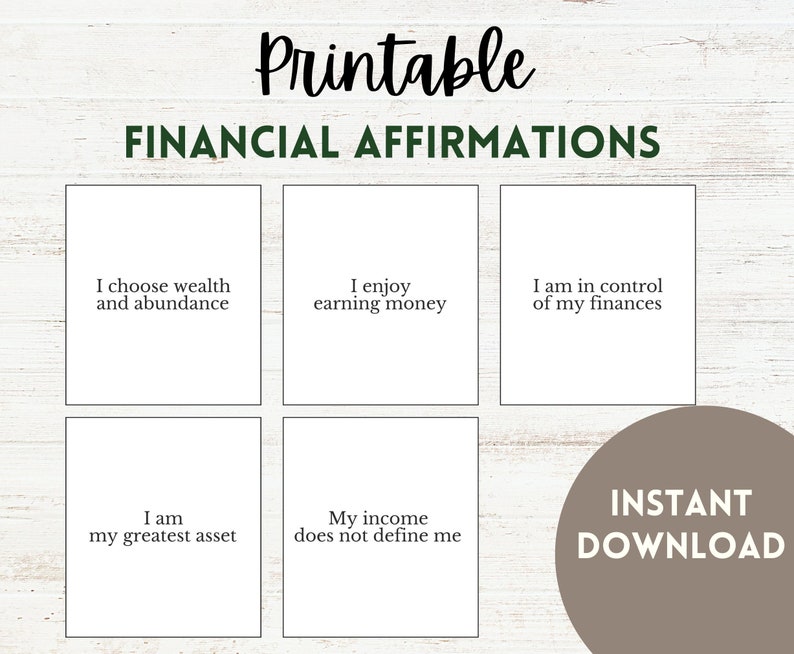 24 Printable Powerful Financial Success Affirmations Cards 2.6 X 3 2023 ...