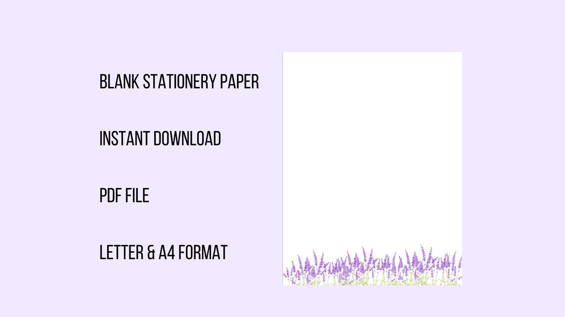Lavender Themed Printable Writing Paper Cute Floral - Etsy