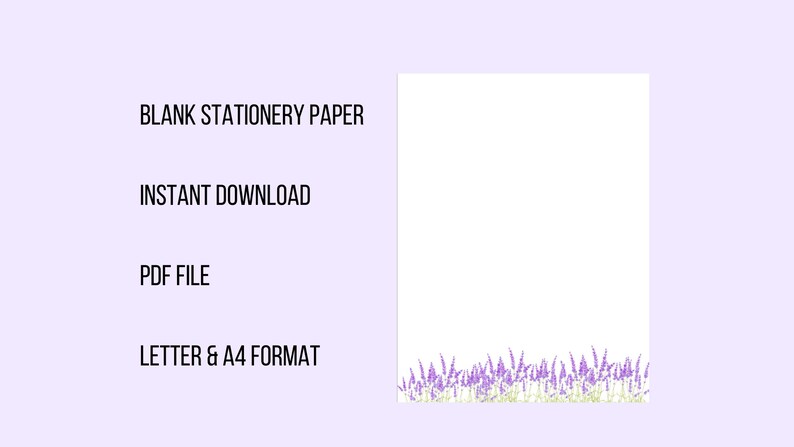 Lavender Themed Printable Writing Paper Cute Floral - Etsy