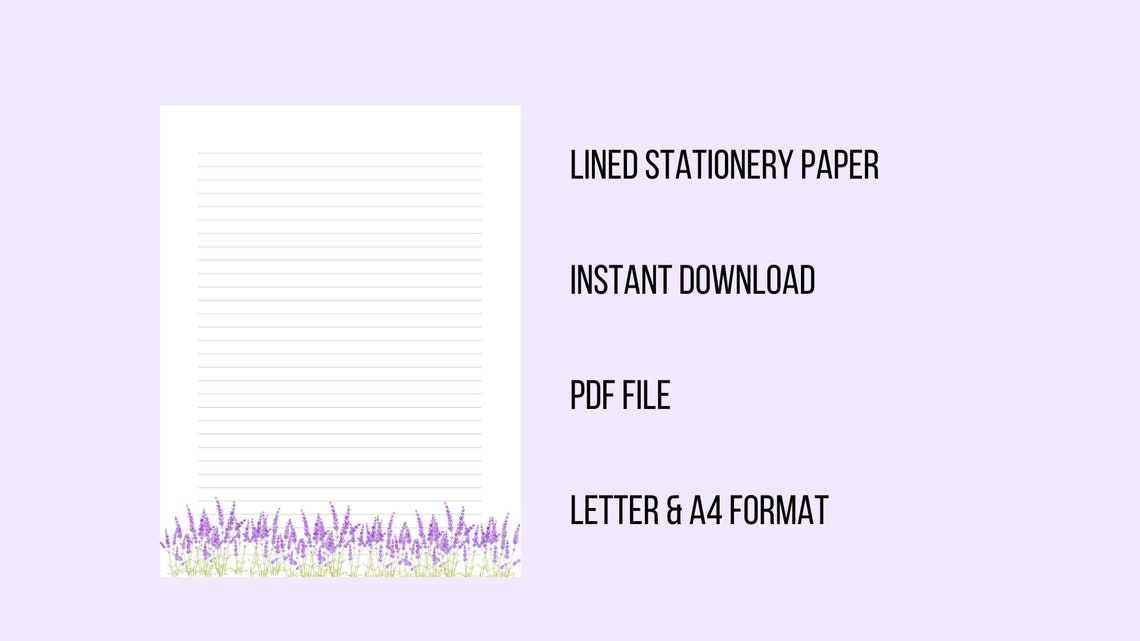 Lavender Themed Printable Writing Paper Cute Floral - Etsy