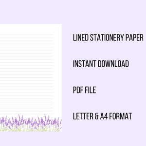 Lavender Themed Printable Writing Paper Cute Floral - Etsy