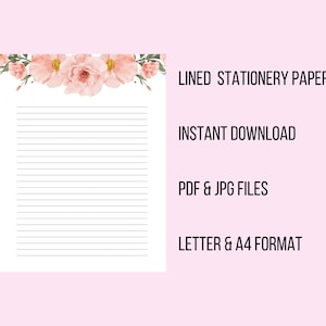 Pink Flowers Roses Inspired Printable Writing Paper Floral Writing ...