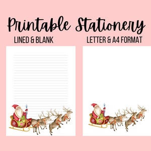Printable Santa Claus on A Sleigh Inspired Stationery Writing Paper ...