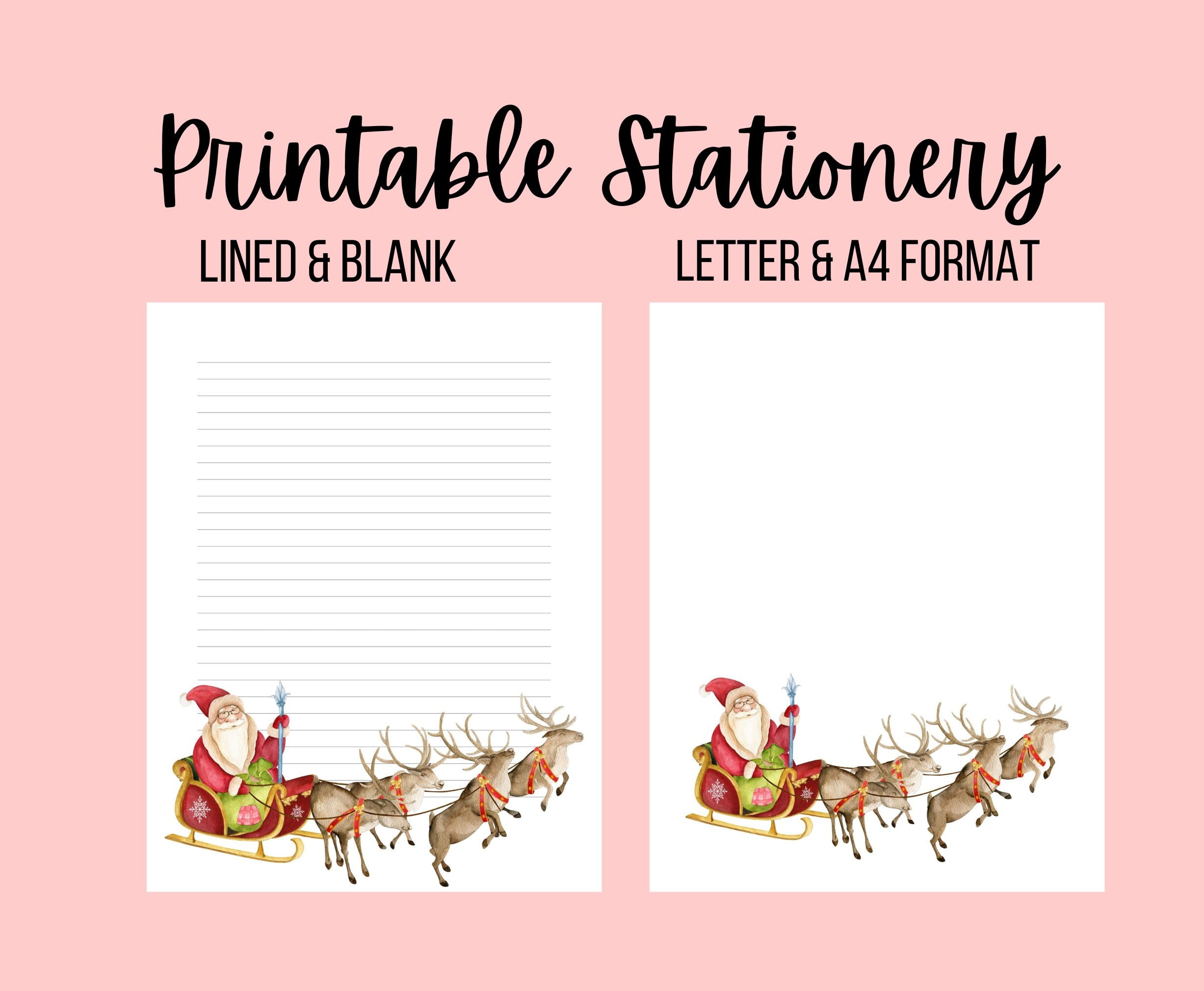Printable Santa Claus on A Sleigh Inspired Stationery Writing Paper ...
