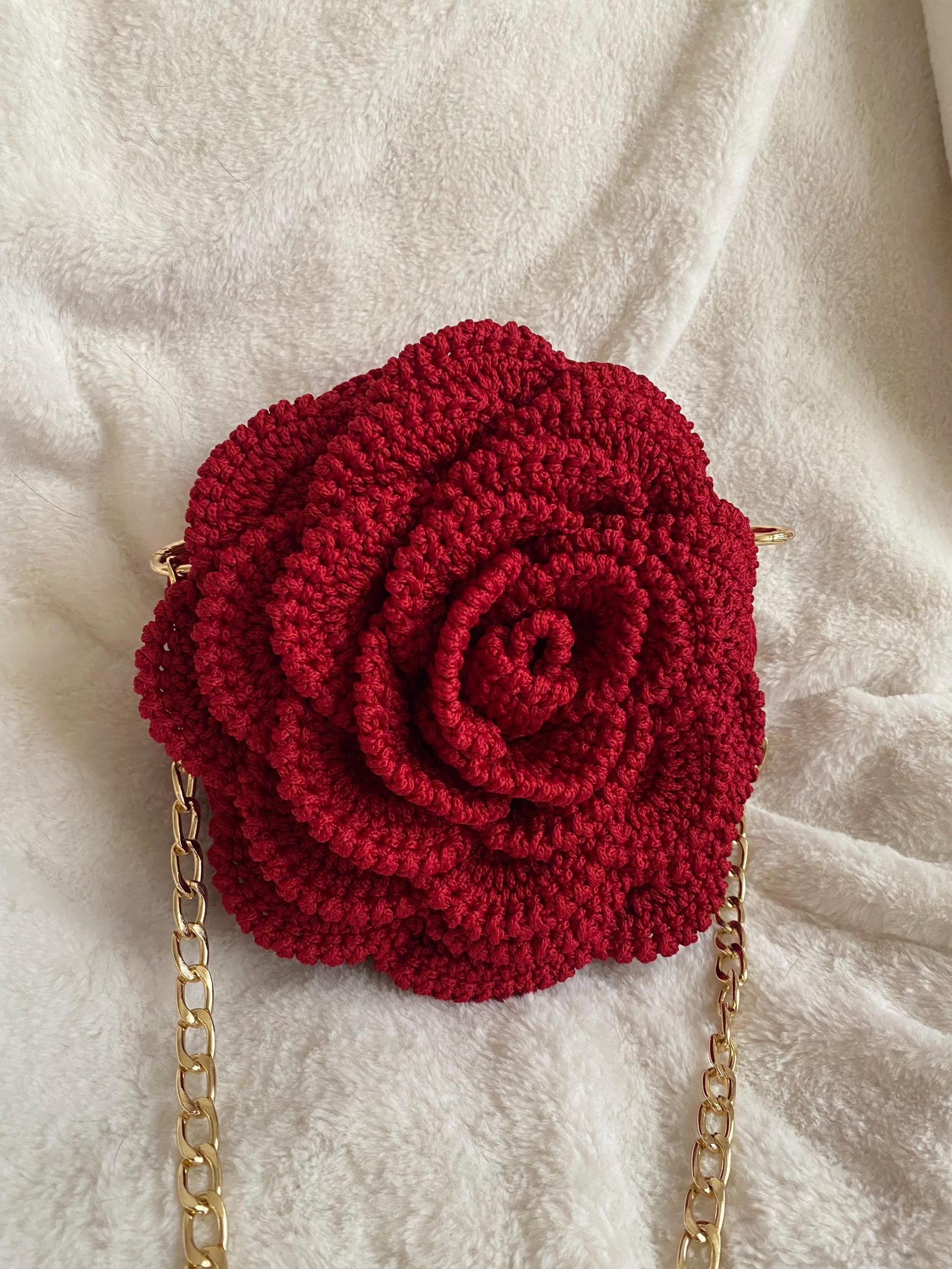 Handmade Red Crochet Rose Bag: Luxury Woven Shoulder Purse, Red Rose - Etsy