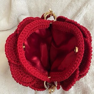 Handmade Red Crochet Rose Bag: Luxury Woven Shoulder Purse, Red Rose - Etsy