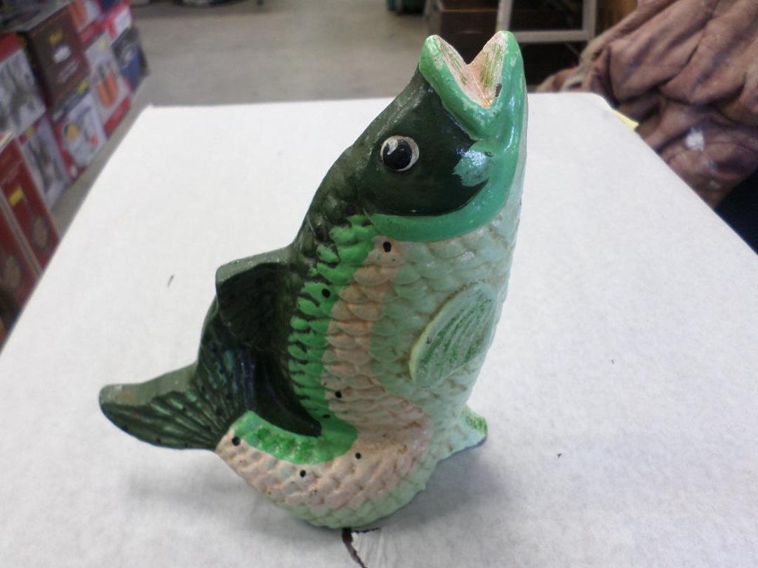 Department 56 Painted Vintage Cast Iron Trout Fish Doorstop or Bookend ...