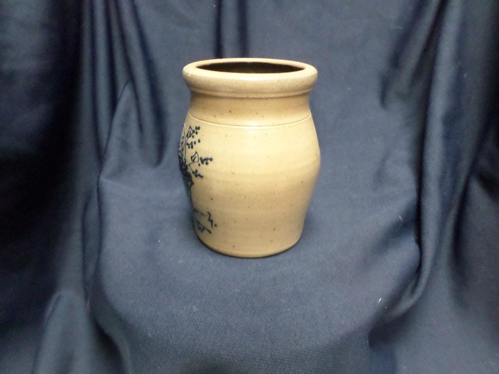 Rowe Pottery Works Stoneware Vase Mini Crock Basket of Berries Design ...