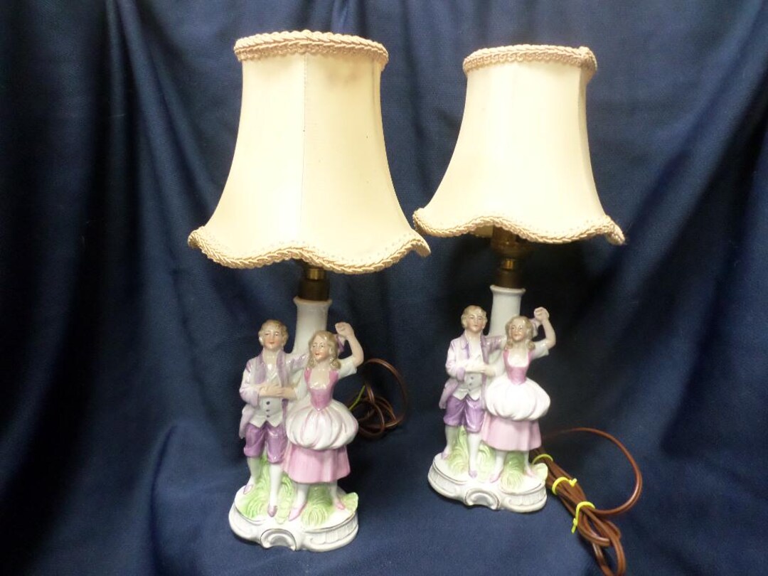 Victorian Style Pair of German Lamps With Dancing Couple and Shades - Etsy